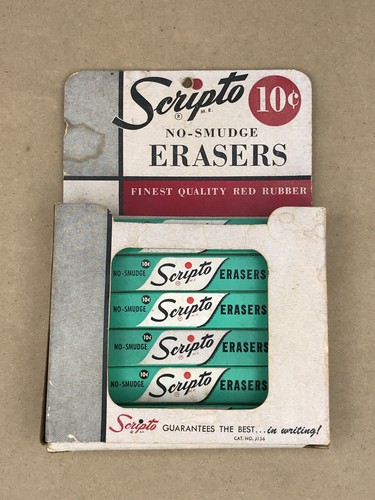 Vintage Scripto No-Smudge Erasers Refill Display For Mechanical Pencils ...