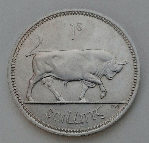 Ireland Eire 1 Shilling 1964. KM#14a. One Dollar coin. Harp. Bull ...