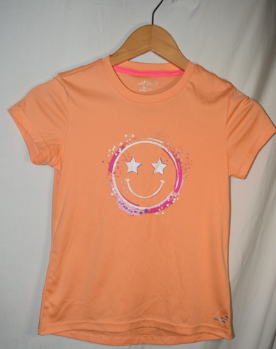 BCG Girls’ Graphic Performance T-Shirt Medium (8-10) Peach Smiley Face ...