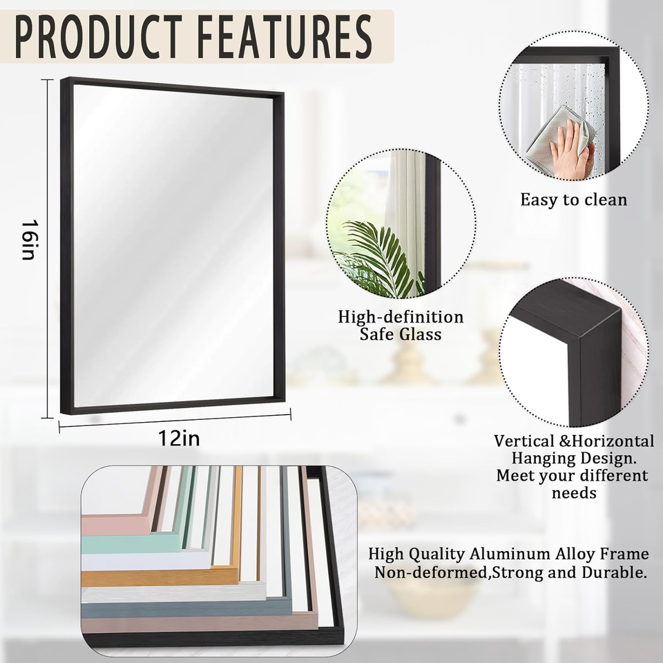 Mirrors for Wall Rectangular Metal Framed Mirror Modern Decorative ...