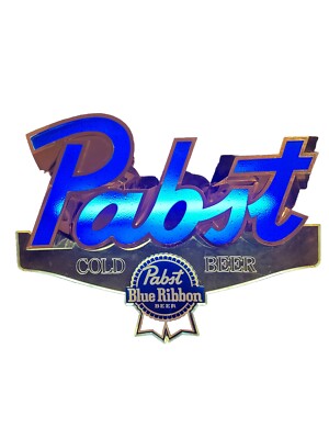 VINTAGE PABST BLUE RIBBON PBR COLD BEER LIGHTED 3D EDGE LIGHT SIGN ...