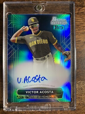 2022 Bowman Sterling Blue Refractor Victor Acosta Auto #/25 SD Padres ...