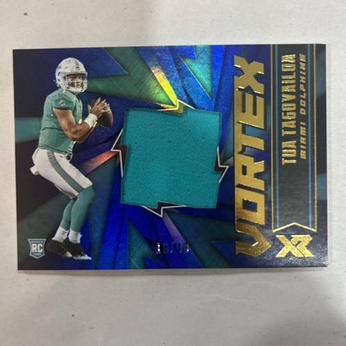 2020 XR BLUE VORTEX PATCH FOOTBALL CARD TUA TAGOVAILOA RC #VX-2 16/49 ...