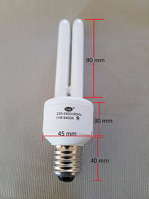 Energy Saving 11W= {60w} 2 & 3 U light bulb Natural White 6400K E27 ...