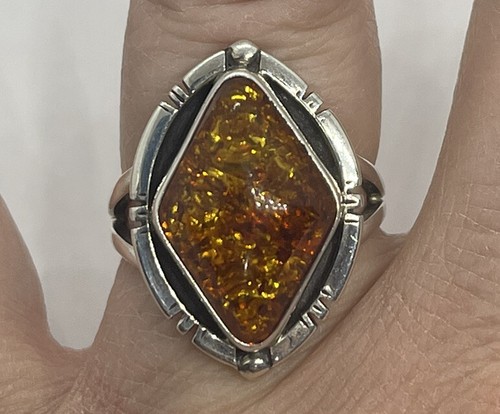 Signed DTR Desert Rose Trading Sterling Silver Amber Ring | eBay
