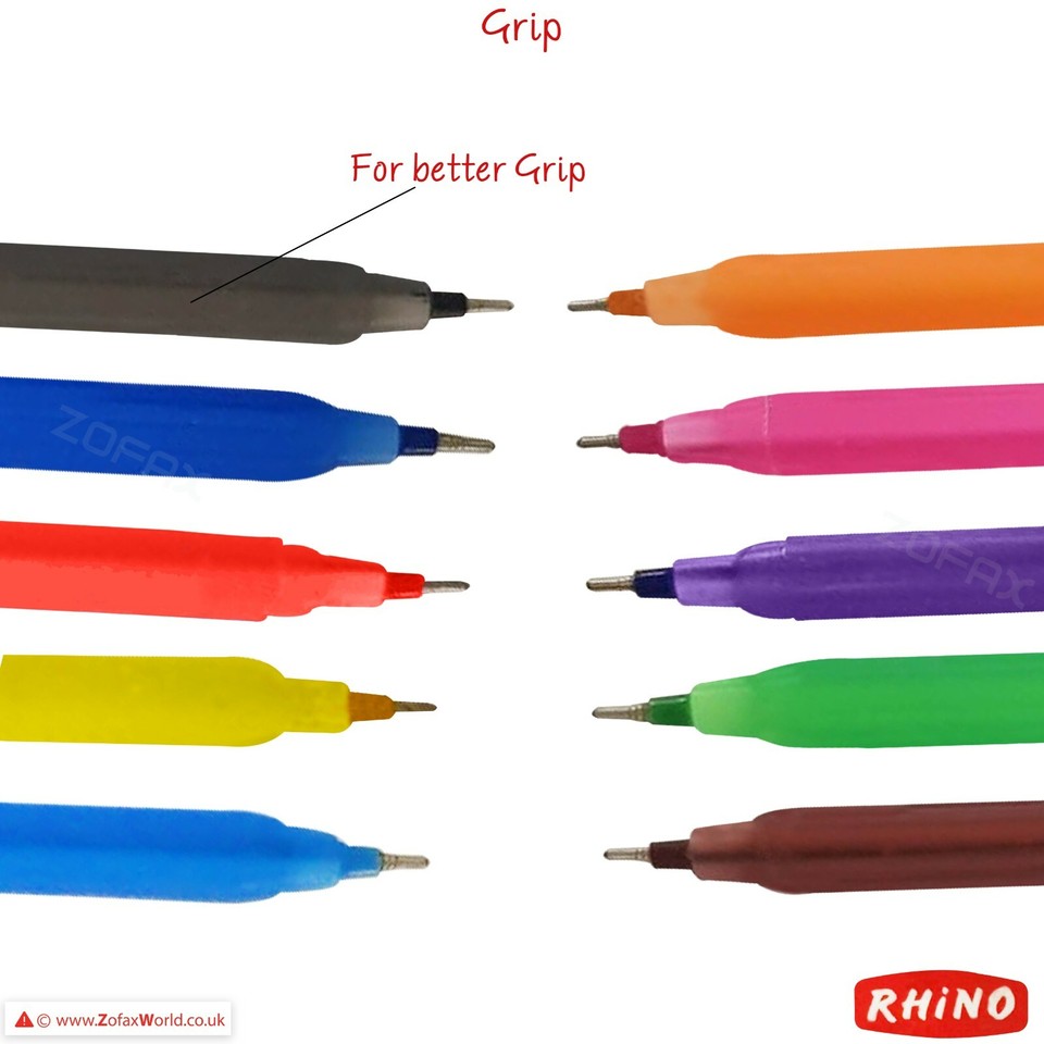 BALLPOINT COLOURED PENS 10 x 0.5mm Fine Biros - MULTICOLOUR - Cheap ...