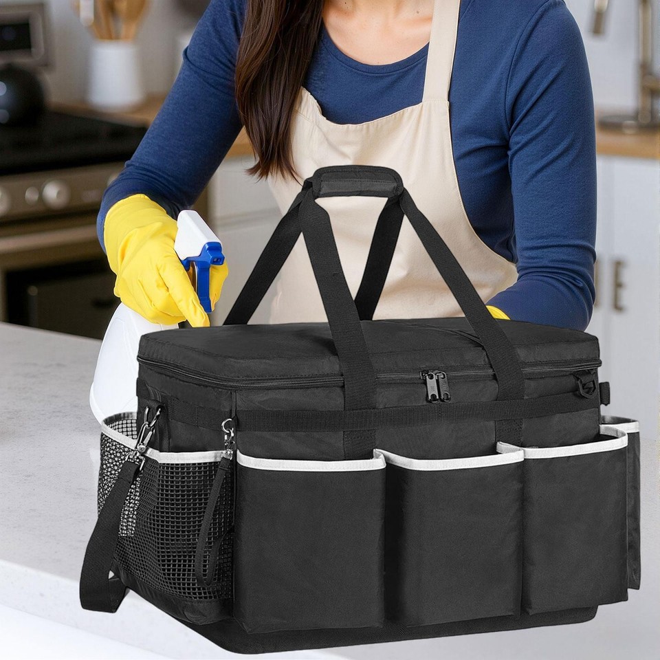 Cleaning Supplies Organizer Housekeeping Tote Multi Pockets Cleaner ...