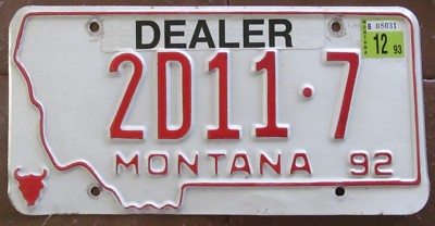 Montana 1993 CASCADE COUNTY DEALER License Plate # 2D11-7 | eBay