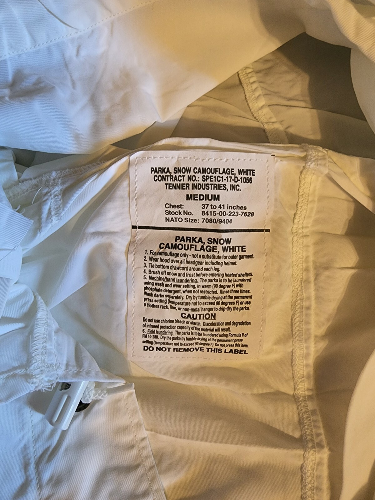 NEW NIB MED. USGI US M50 SNOW WHITE CAMO CAMOFLAUGE PARKA NSN: 8415-00 ...