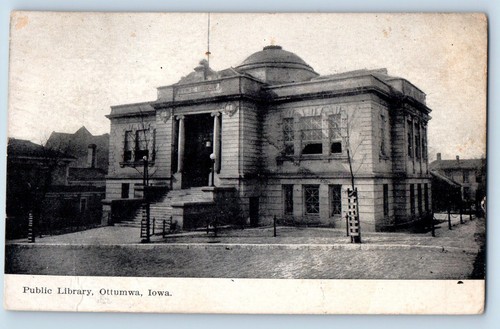 Ottumwa Iowa Postcard Public Library Building Exterior View 1909 ...