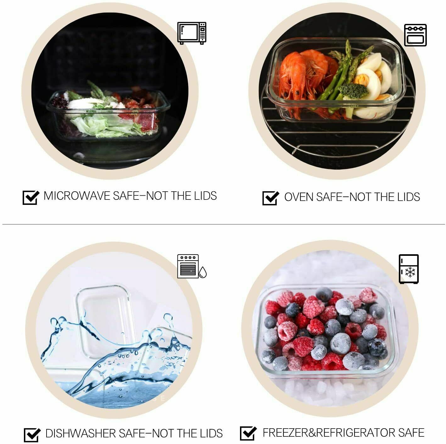 Premium Glass Food Storage Container with Vented Lids Vent Airtight ...