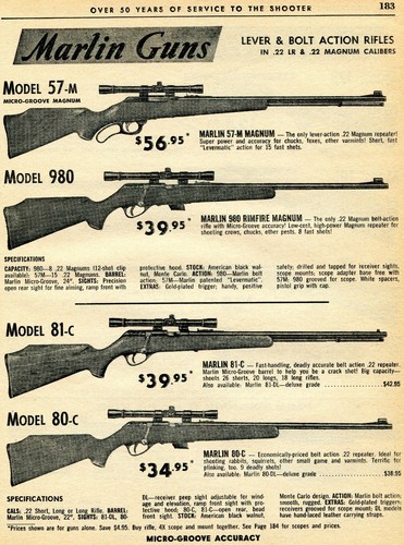 1963 Print Ad of Marlin Model 80C, 81C, 57M & 980 Magnum 22 Rifle | eBay