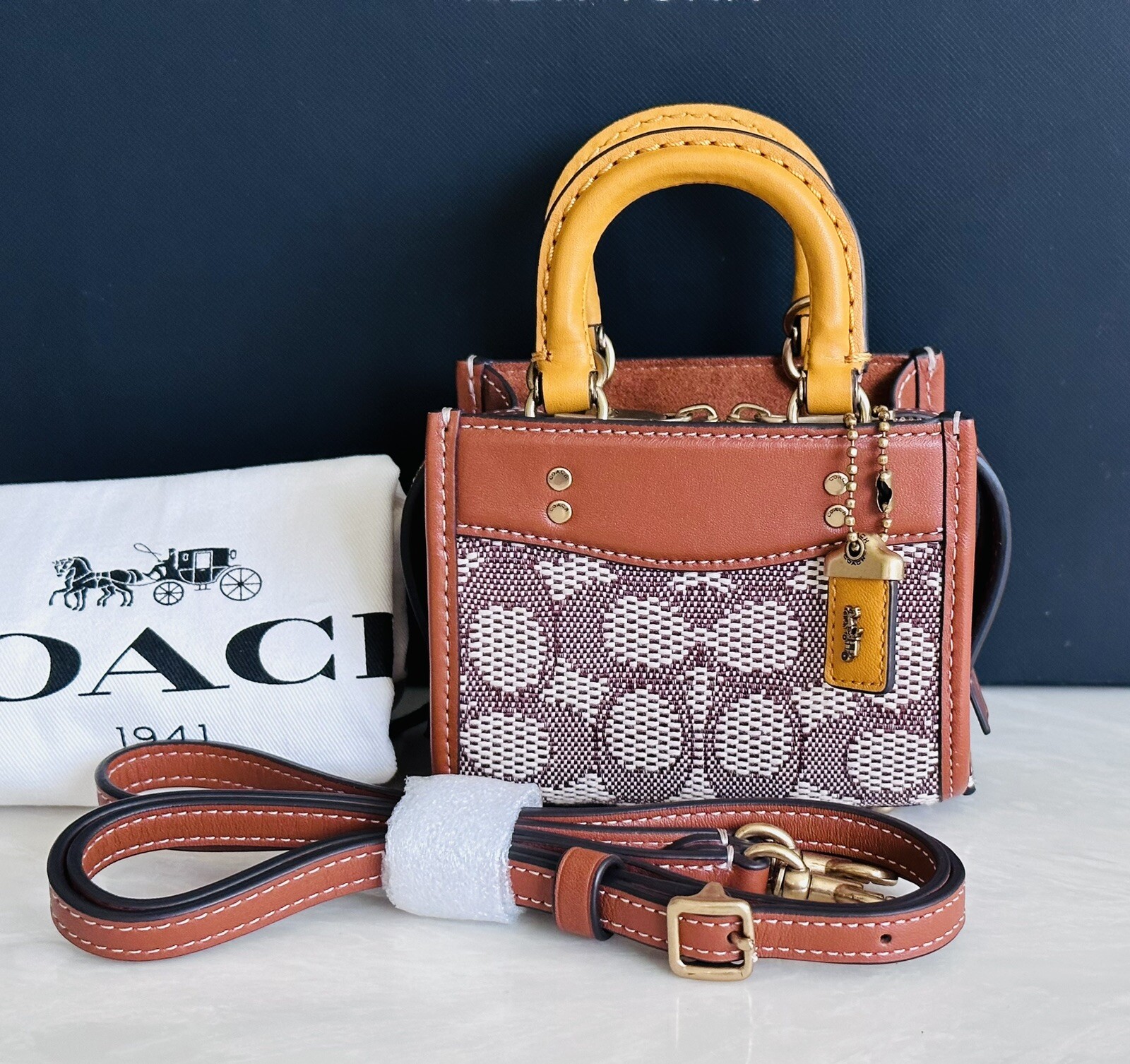 COACH ROGUE 12 COCOA BURNISHED AMBER / YELLOW MINI BA… - Gem