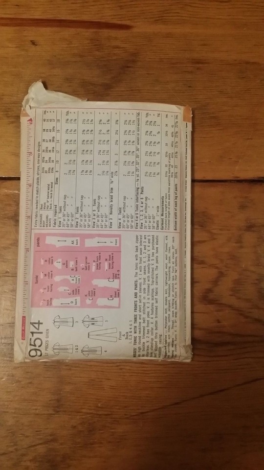 VINTAGE SIMPLICITY GIRLS TUNIC PANTS PATTERN 9514 SIZE 8 FREE SHIPPING ...