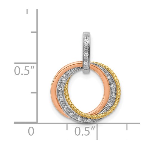 14k Tri-color 1/20ct. Diamond Moveable Circles Pendant Perfect Gift for ...