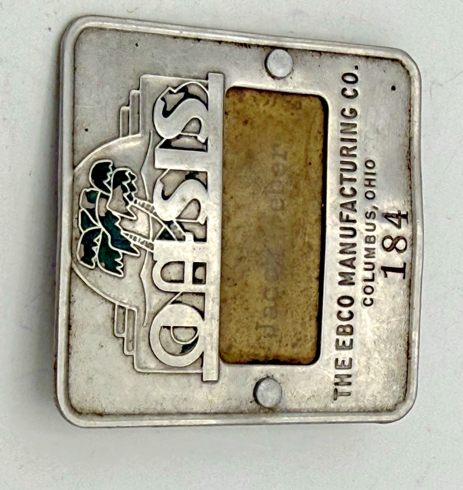 Vintage Oasis Ebco Manufacturing Co. Employee Photo ID Badge Columbus ...