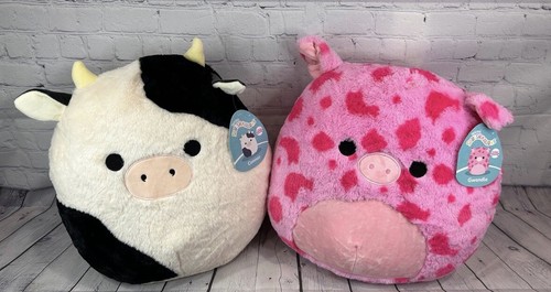 Squishmallows Gwendle The Pig & Connor the Cow Fuzzamallow ...