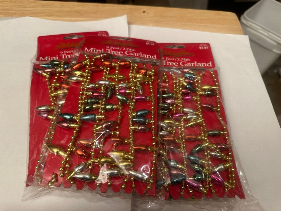 3 "Holiday Time" 9 Feet Mini Tree Garlands New in Packs look like ...