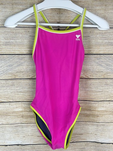 TYR Diamond Fit Reversible Pink Geey Swim Suit Size XS - S Free ...
