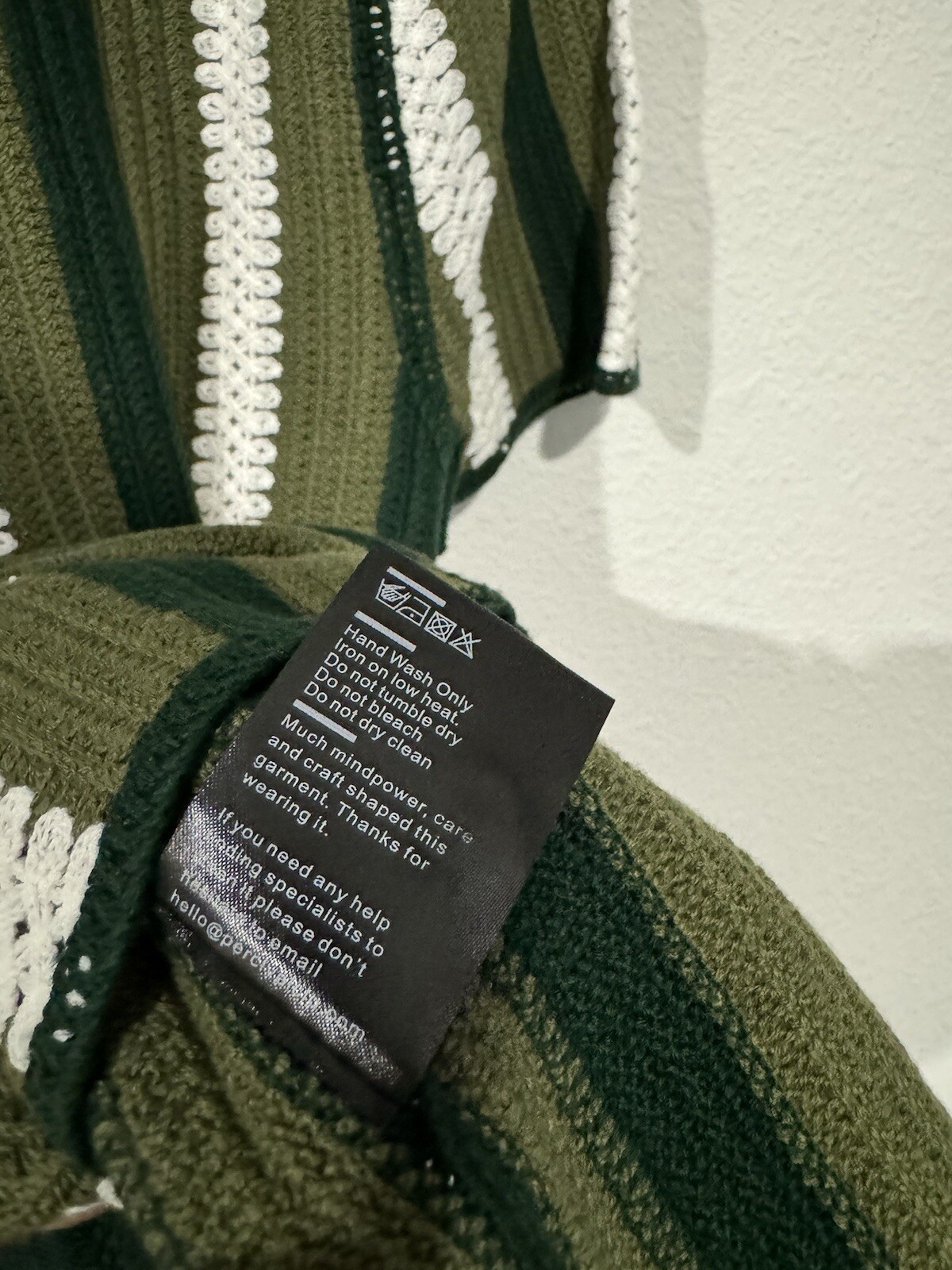 Percival Mens Shirt L Green Button Up Knitted Preppy Knit Pathos ...