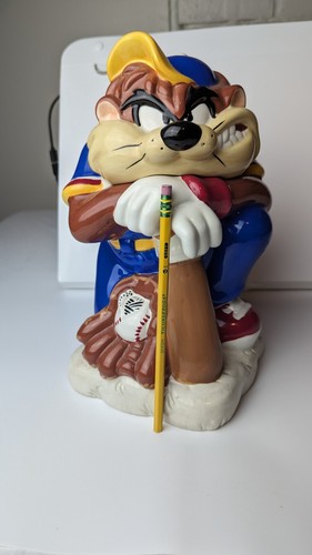 VTG TAZ Tasmanian Devil Cookie Jar Baseball Player Ceramic Warner Bros ...