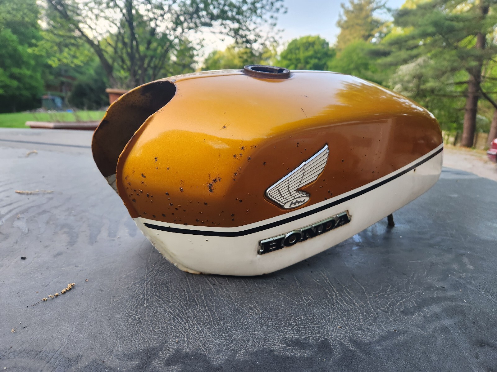 1970 HONDA CB350 CB 350 FUEL GAS PETROL TANK 70 TWIN RESERVOIR OEM W ...