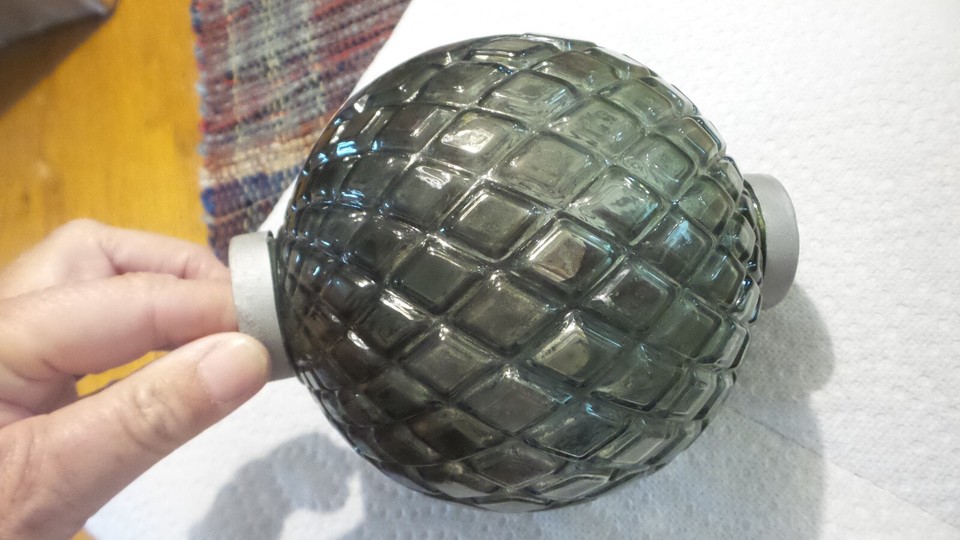 Antique LIGHTENING ROD GLASS BALL Quilted, Teal Green, Geo Thompson | eBay