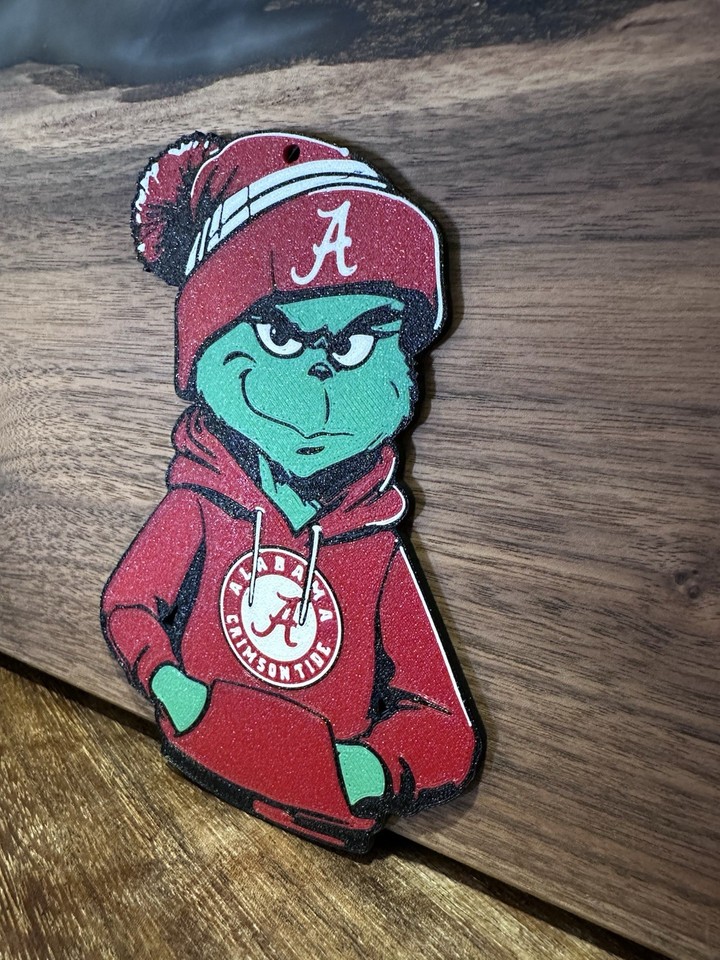 Alabama Crimson Tide Grinch Christmas Ornament Roll Tide 3D Printed ...