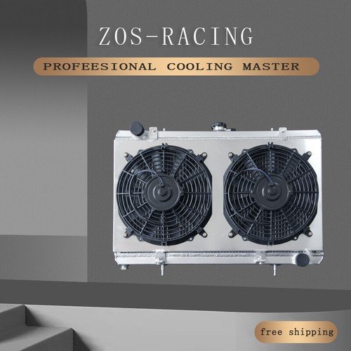 Fit Nissan S13 240SX SR20 Engine Aluminum Radiator + Shroud + Fans 3Row ...