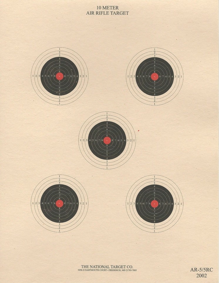AR-5/5 10 Meter Air Rifle Target, Red Center or NRA Official Black, on ...