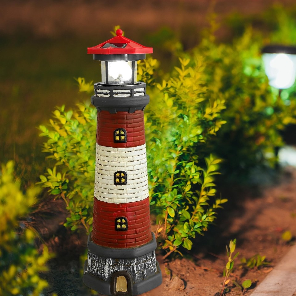 Yardwe Solar Lighthouse Outdoor LED Solar Powered Lighthouse Light ...