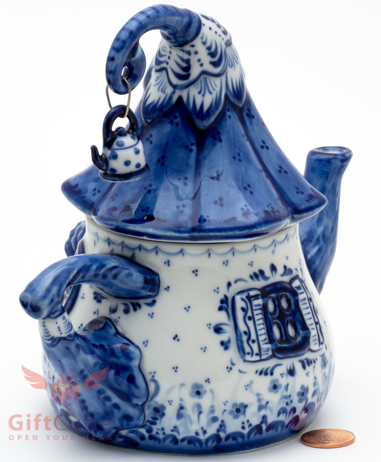 Porcelain Gzhel teapot in shape of a house souvenir handmade Гжель | eBay