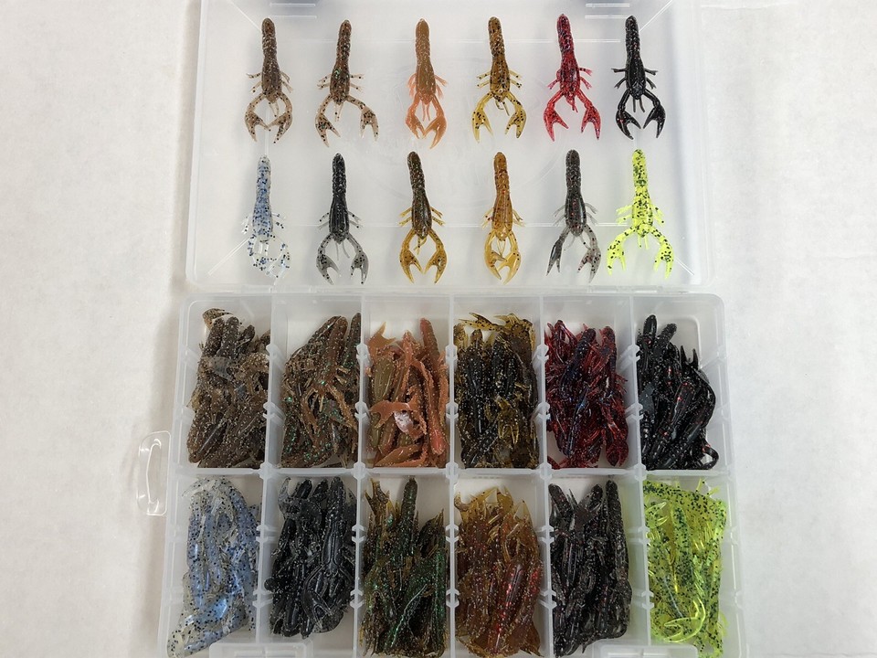 New 144 pc Crawdad Kit 3" total length Crawfish Fishing Lures (2" body ...