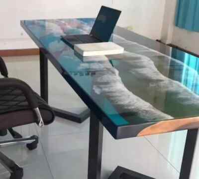Epoxy Resin Desk Top - Modern Home Office Upgrade, Live Edge Table Slab ...