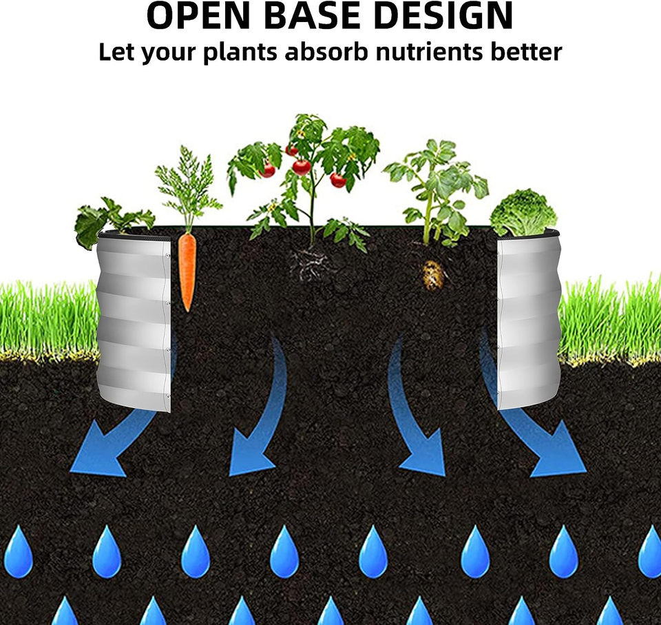 Round Galvanized Raised Garden Bed Kit - Silver Metal Planter Box - 2Ft ...