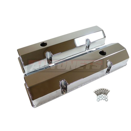 SBC Fabricated Chrome Aluminum Valve cover 283 305 327 350 400 Small ...
