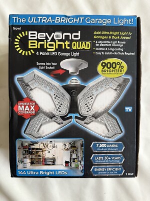 Beyond Bright QUAD Ultra Bright Garage LED Light 4 Panels 900% Brighter ...