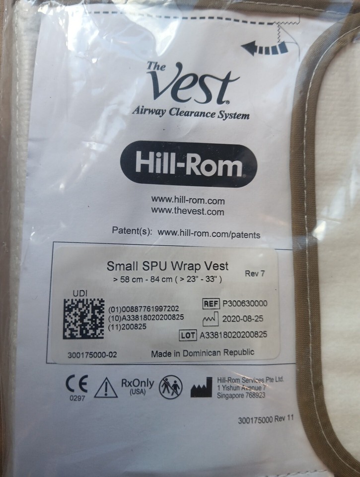 Hill-Rom The Vest Airway Clearance System Small SPU Wrap Vest ...