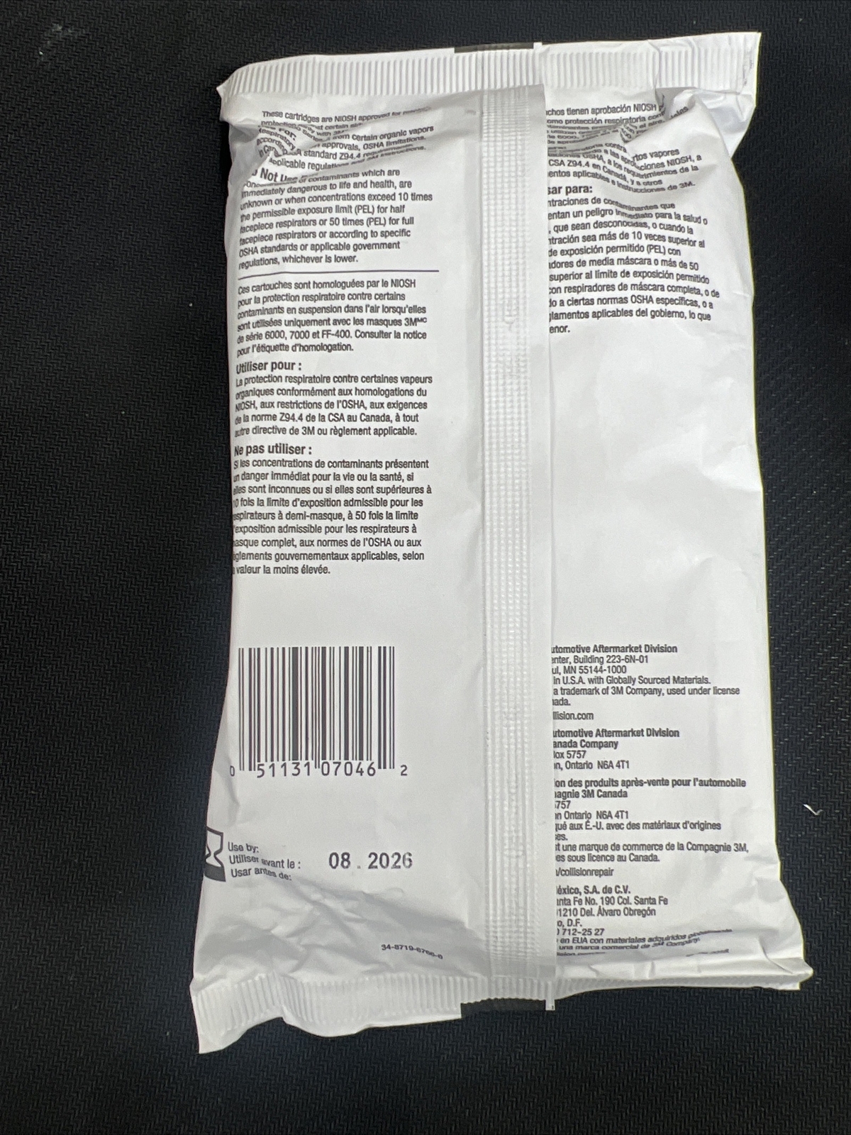 Organic Vapor Cartridge 3M 07046 1 Pack of 2 Exp 8/26 | eBay