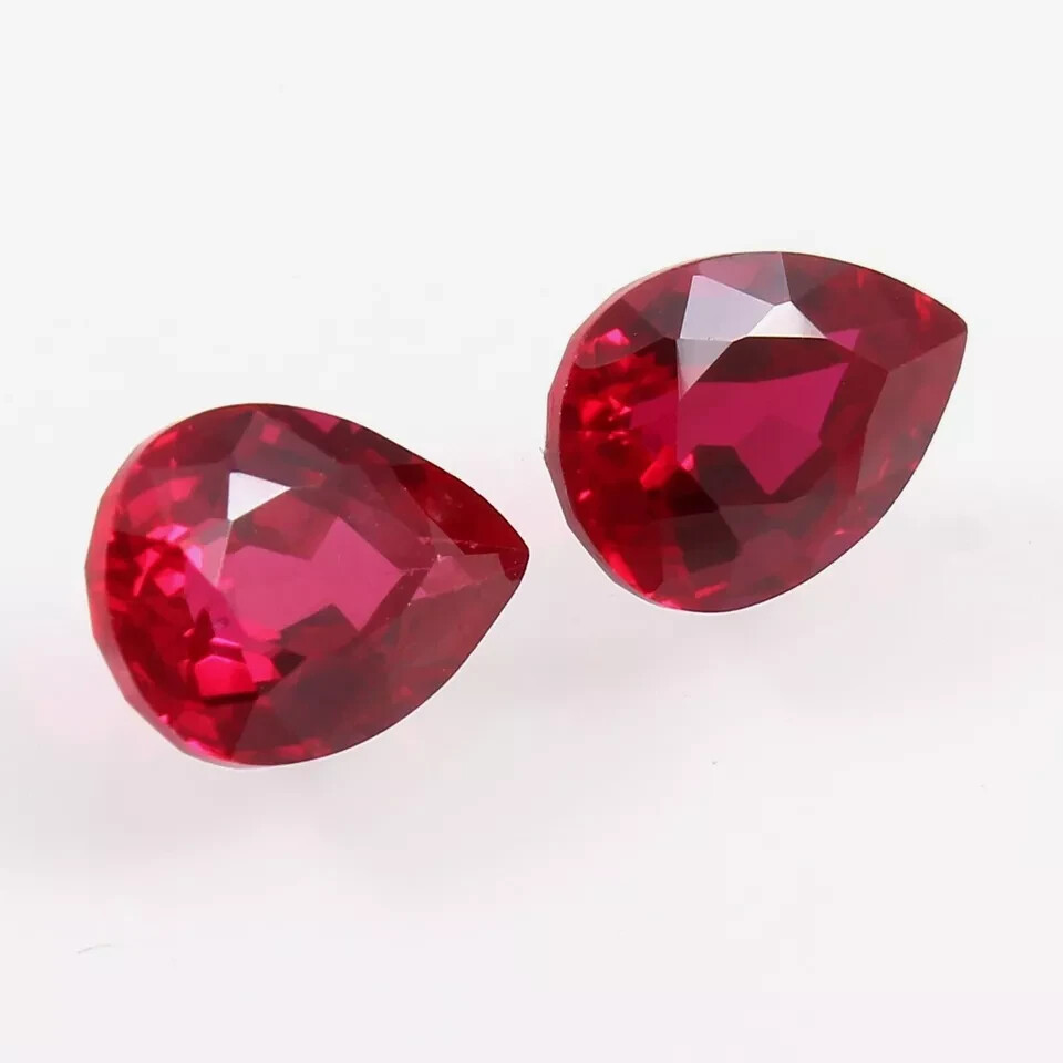 Natural 50 Ct Red Ruby Pear Cut Mozambique Certified Loose Gemstone Pair | eBay