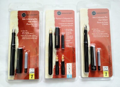 Three Sets of Manuscript Calligraphy Pens, Two Italic Pens and One ...