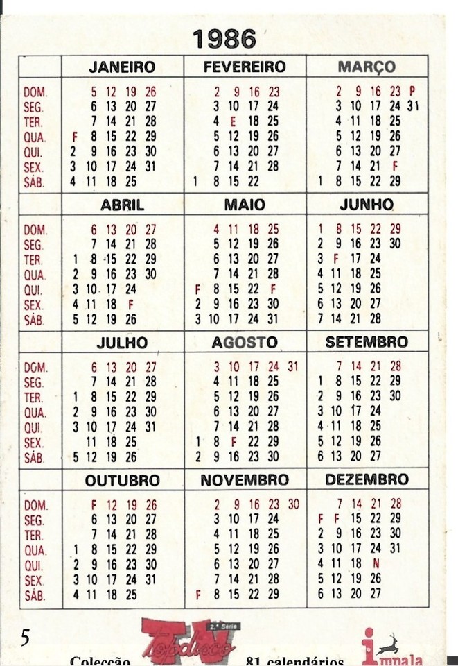 ⭕VTG card pocket calendar 1986 BAITIMORA Portugal group music singer | eBay