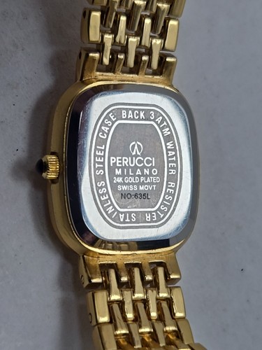 Womens Rare Perucci Milano Essential Watch 24k Gold Plate Swiss Movt ...