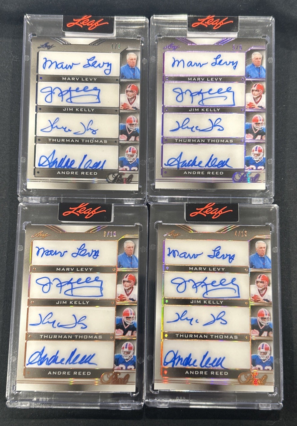 2025 Leaf Pearl Lot Of 4 Marv Levy Jim Kelly Thomas Reed 1/1, 5/5, 4/10 ...
