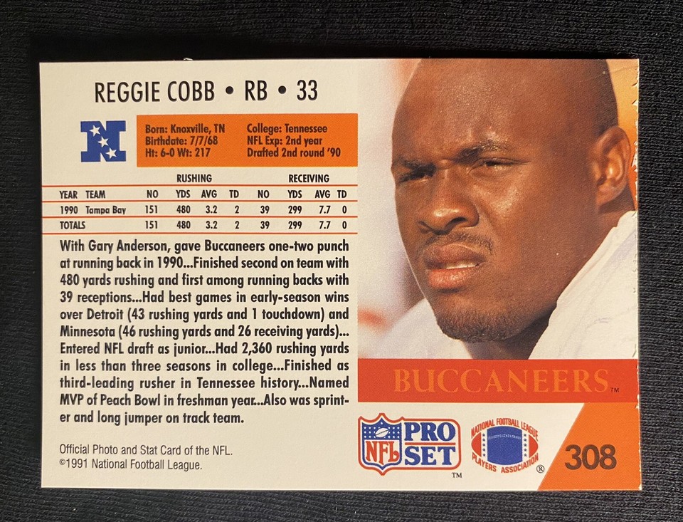 1991 Pro Set - #308 Reggie Cobb Buccaneers | eBay