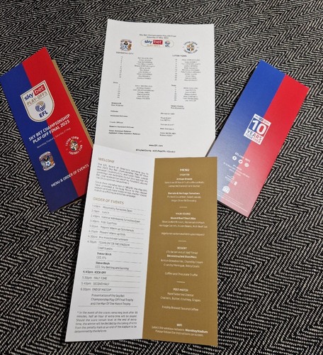 Championship Play-Off Final 2023 Luton Town v Coventry City VIP MENU ...