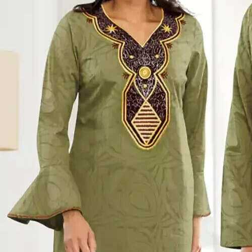 plus size 3X Women's Hirsi 2-Piece Green Caftan Shirt Pant Suit Set by ...