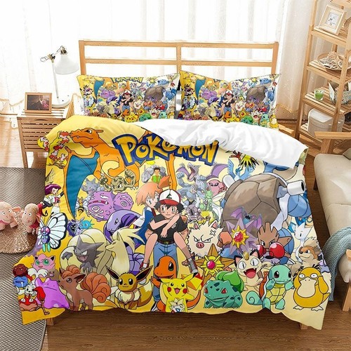 New Pokemon Family Quilt/Duvet/Doona Cover Set Single Double Queen Size ...