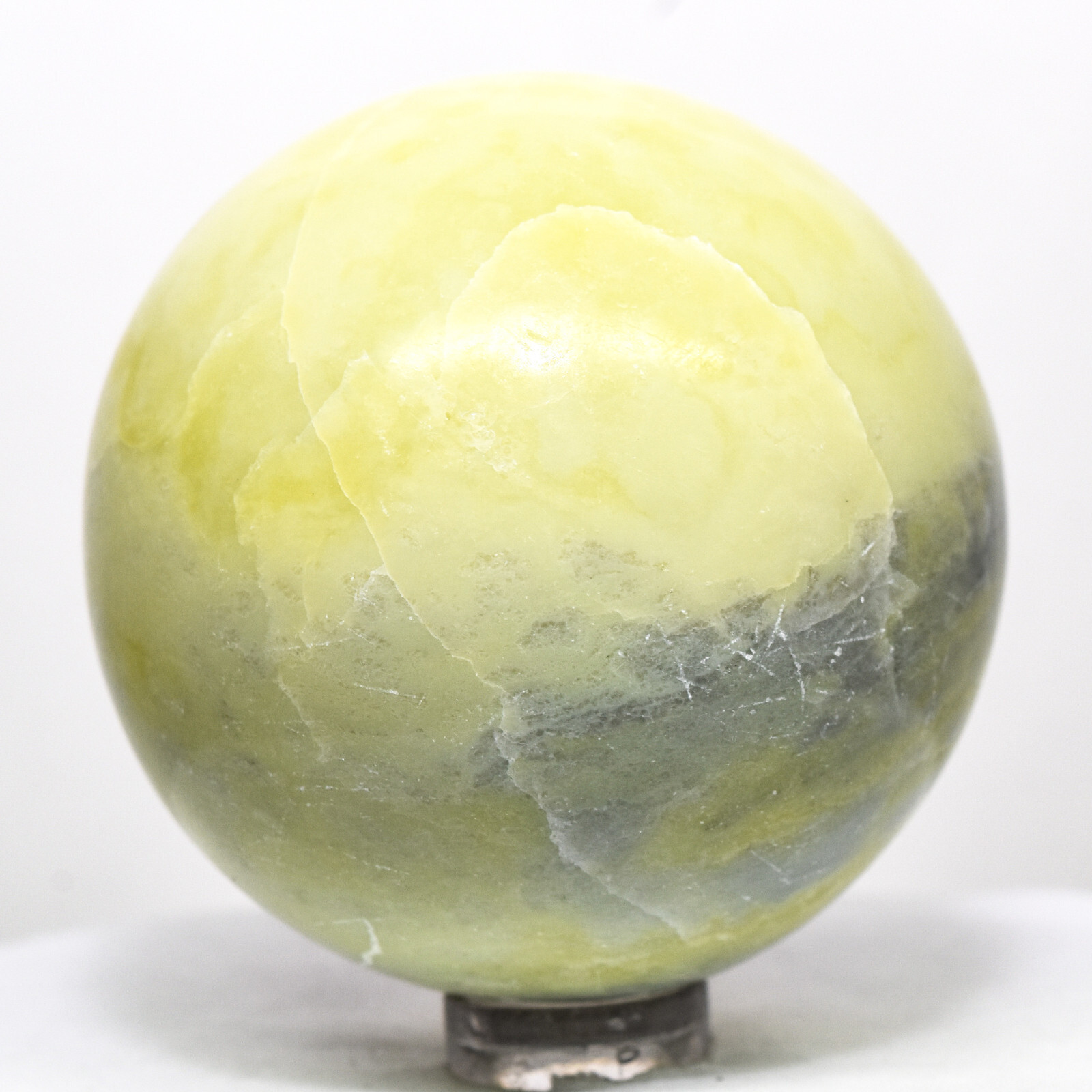 55mm Silverish Yellow Serpentine Sphere Natural Healerite Crystal Stone ...