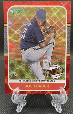 2021 Donruss Baseball Josh Hader Red Holo Highlights /149 Brewers ...